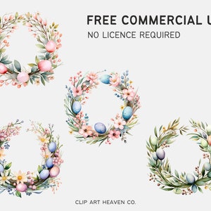 Watercolor Easter Wreath Clipart 10 PNG Easter Egg Graphics, Floral ...