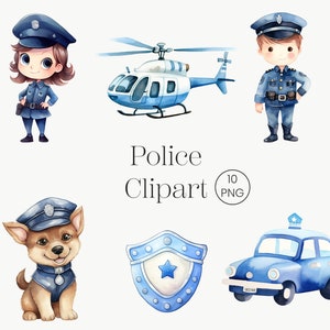 Police Watercolor Clipart | 10 PNG | Police Station Police Department ...