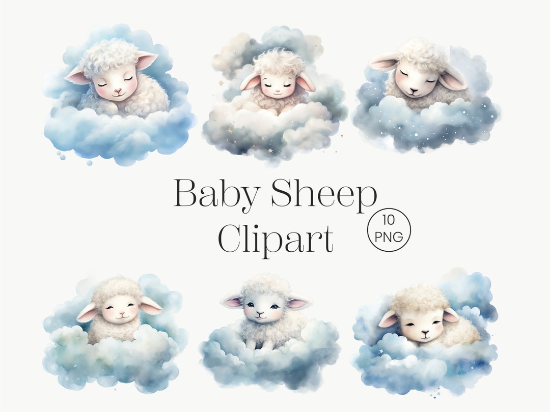 Watercolor Sheep Clipart | 10 PNG | Sleeping Baby Sheep Clipart Kids ...
