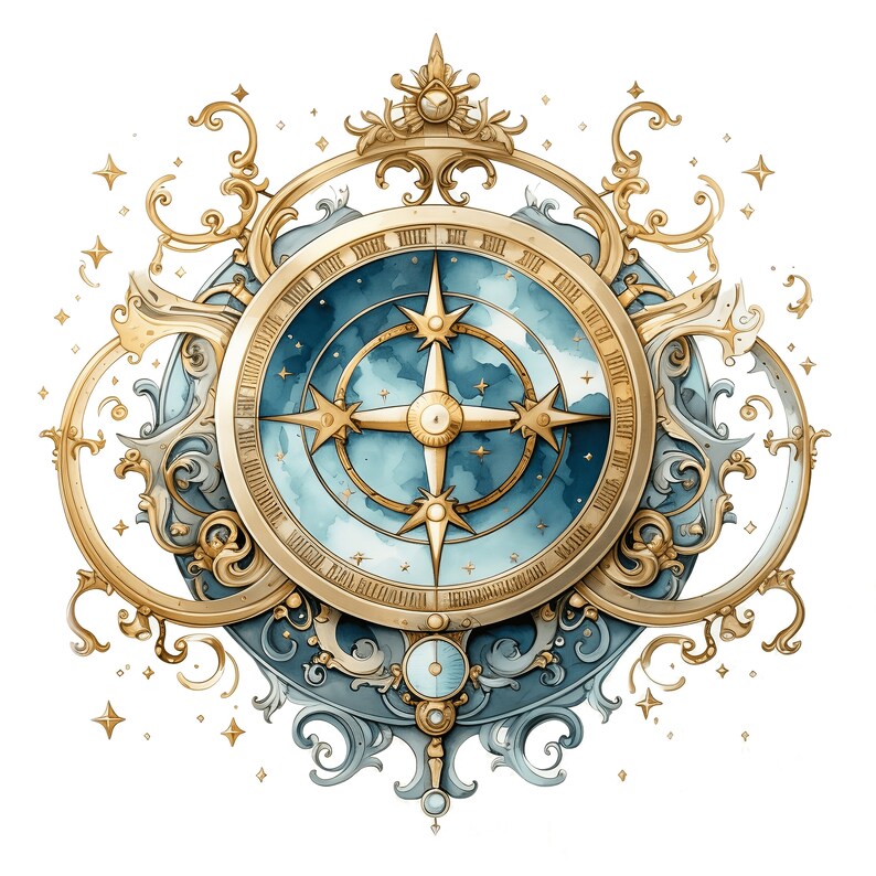 Watercolor Astrolabes Clipart 10 JPG Magical Fantasy Celestial JPG ...