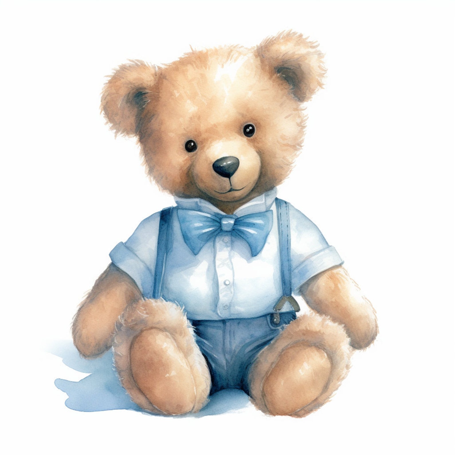 Watercolor Birthday Teddy Bear Clipart Collection for - Etsy
