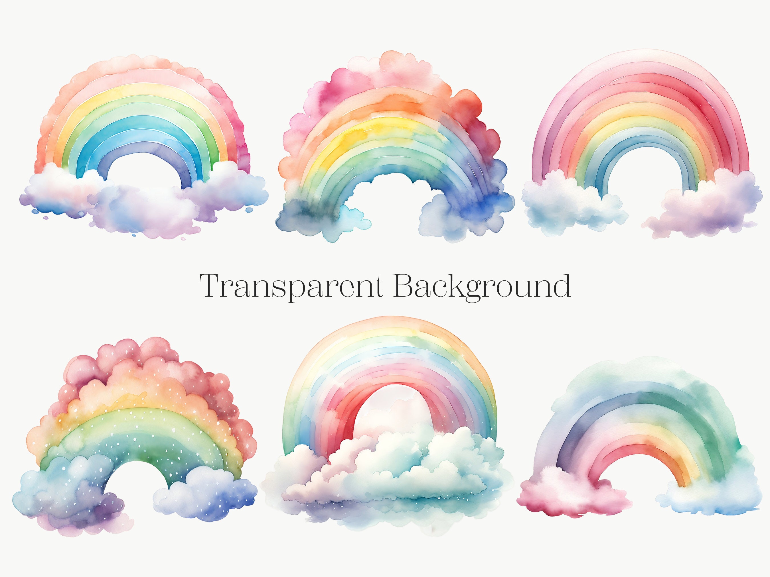 Watercolor Rainbow Clipart 10 PNG Nursery Rainbow Various Rainbow ...
