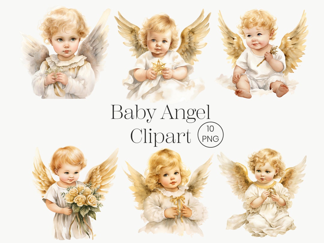 Baby Angel Clipart 10 PNG Angel Baby Digital Clipart, Watercolor ...