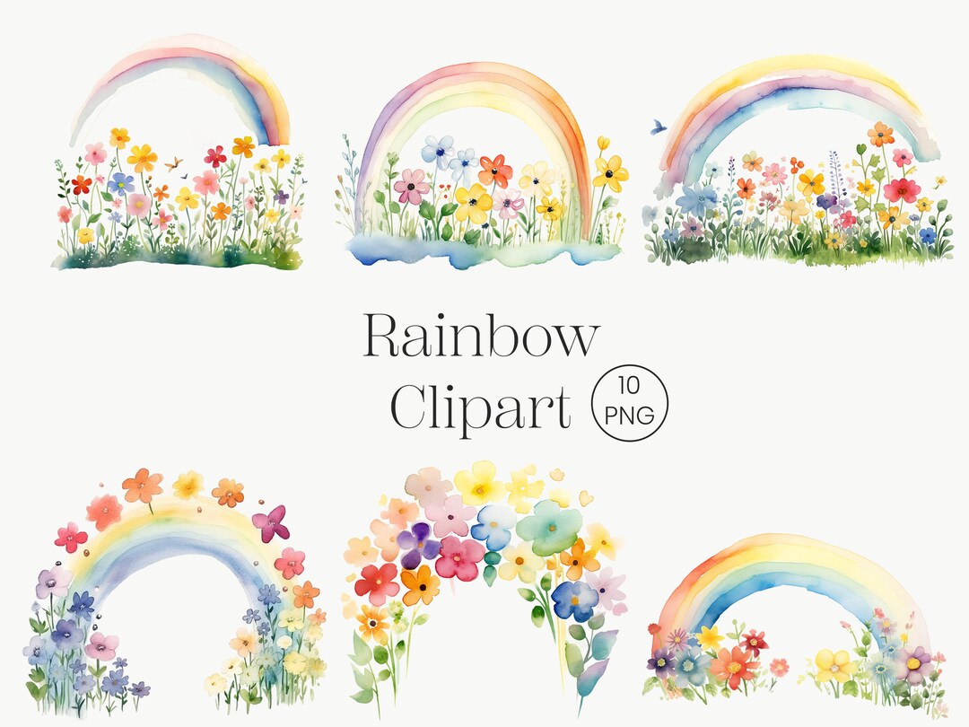 Various Rainbow Clipart | 10 PNG | Colorful Nursery Rainbow With ...