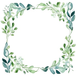 Watercolor Greenery Frames: Botanical Leaf Clipart (digital Download ...
