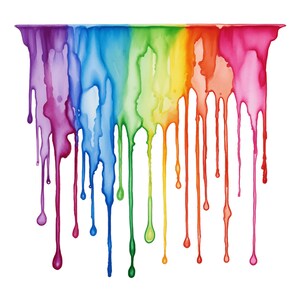 Rainbow Watercolor Drips Clipart 10 JPG Colorful Dripping Border ...