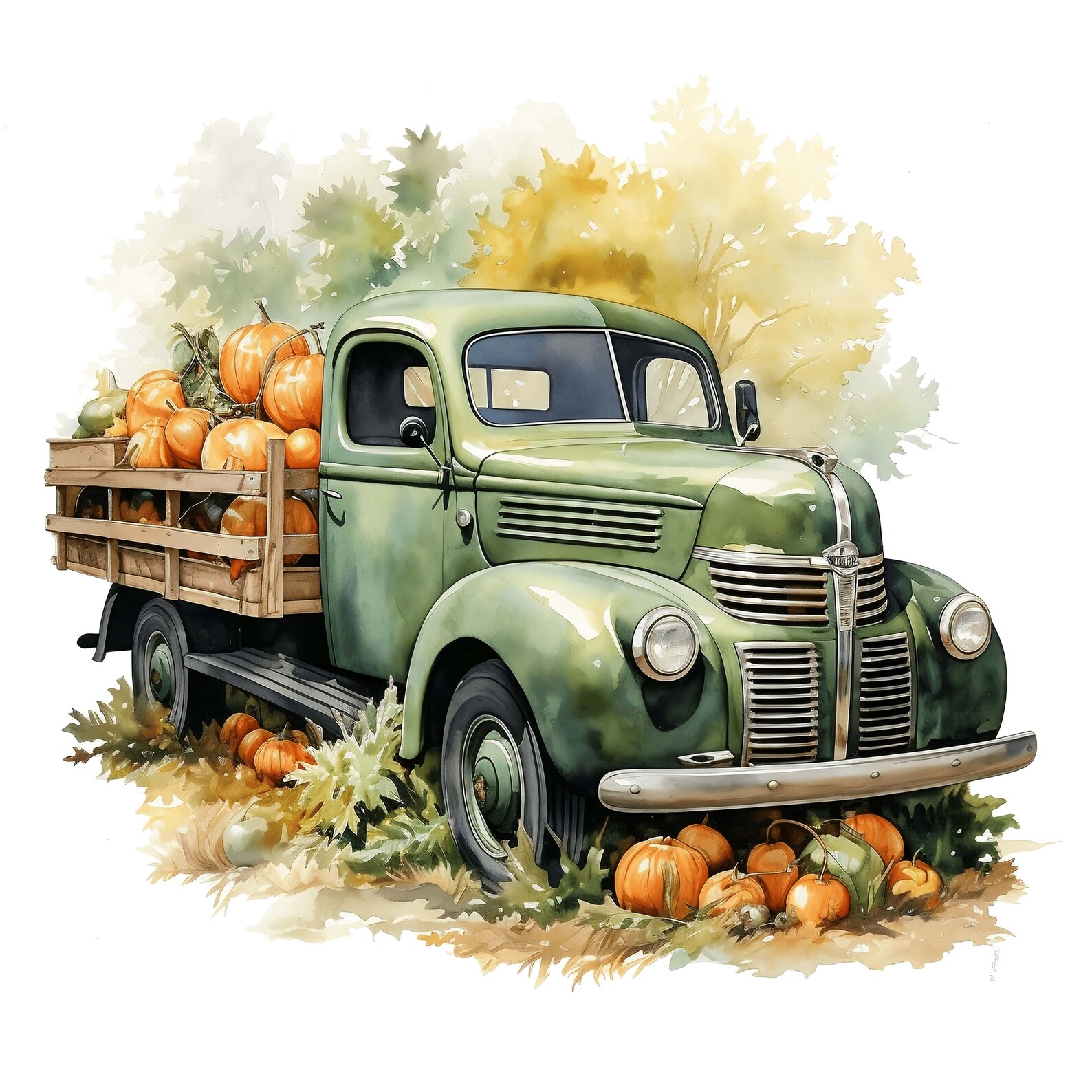 Truck With Pumpkins Clipart | 10 High Quality JPG | Fall Halloween ...