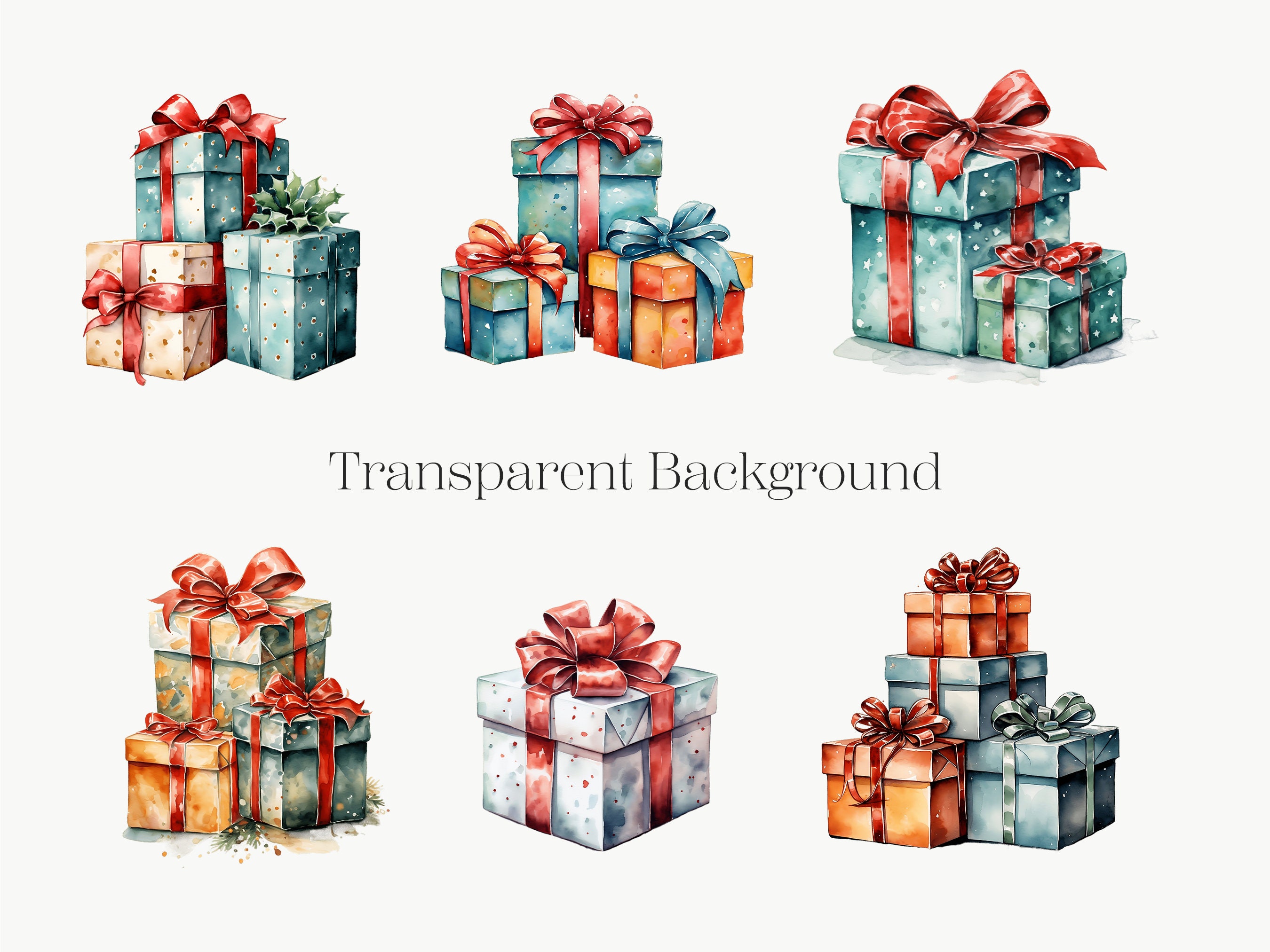 Christmas Gifts Watercolor | 10 High Quality Transparent PNG ...