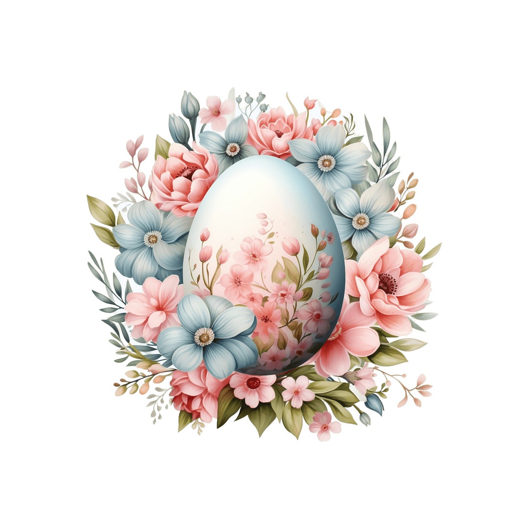 Floral Eggs Watercolor Clipart | 10 Jpgs | Easter Egg Jpg Art, Floral ...