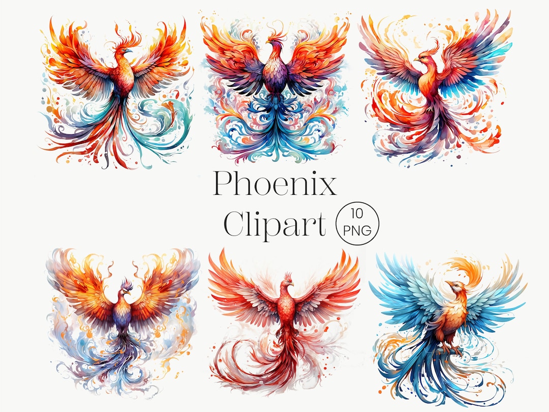 Watercolor Phoenix Clipart | 10 PNG | Magical Phoenix Bird Printable ...