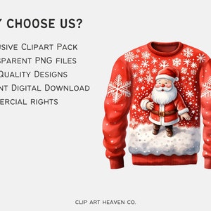 Watercolor Christmas Sweaters Clipart, 10 PNG Files Festive Christmas ...