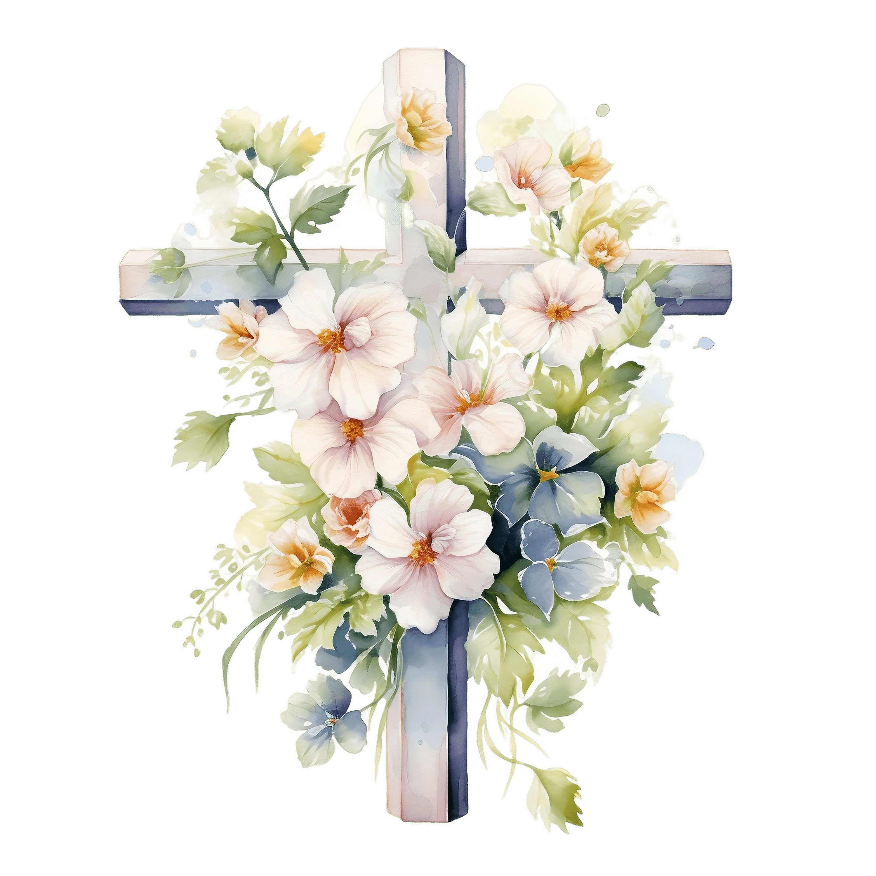 Blumen Kreuz Aquarell, Lilie Kreuz Aquarell, Pastell Clipart Kreuz JPG ...