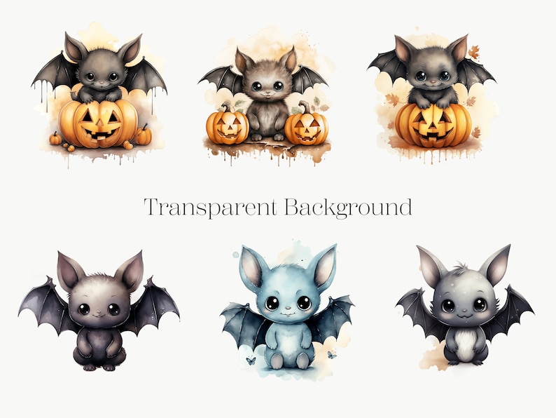 Halloween Bat Clipart Cute Bat PNG Spooky Collage Images - Etsy