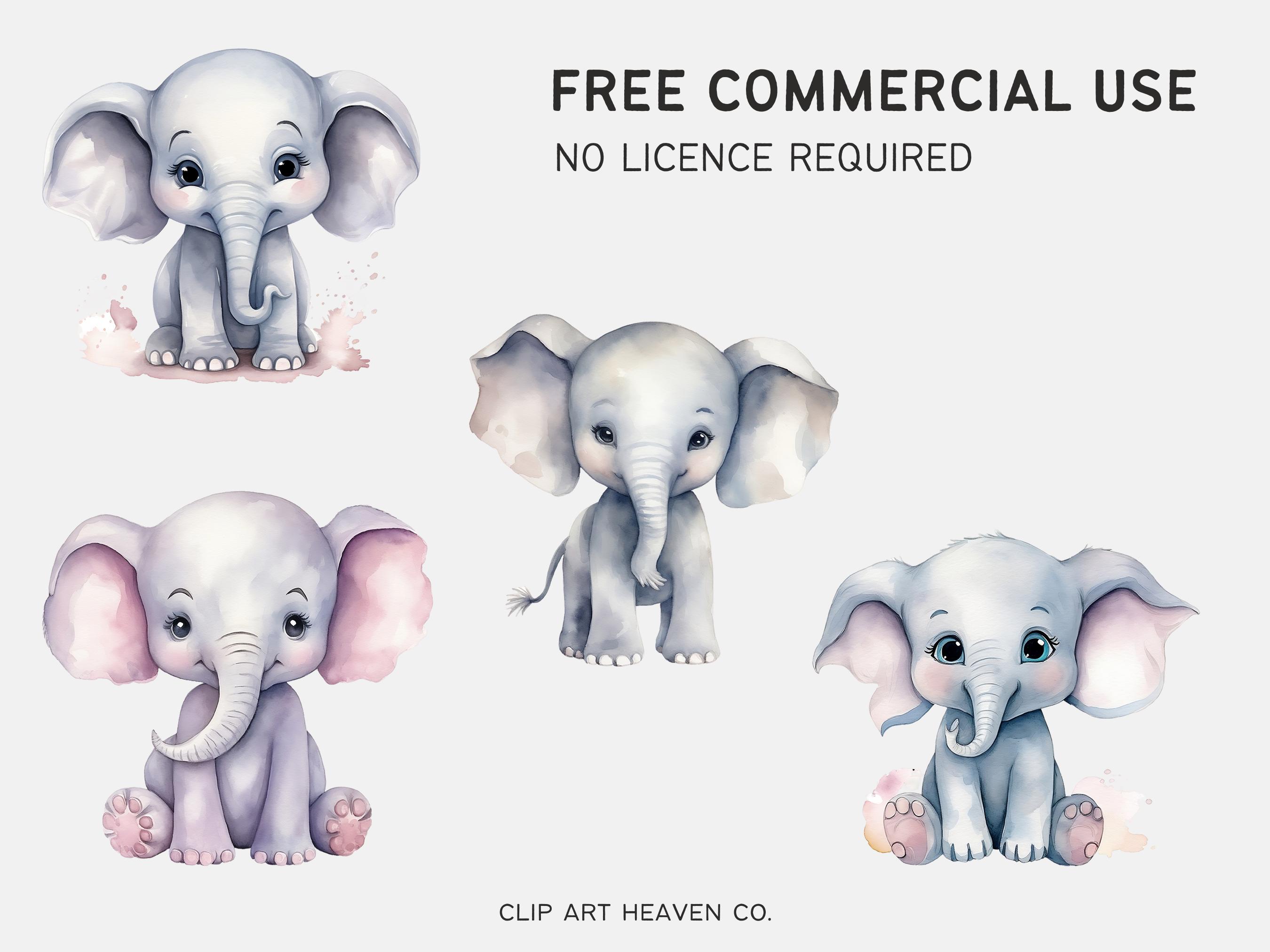 Watercolor Baby Elephant Clipart: 10 PNG Images (digital Download) - Etsy