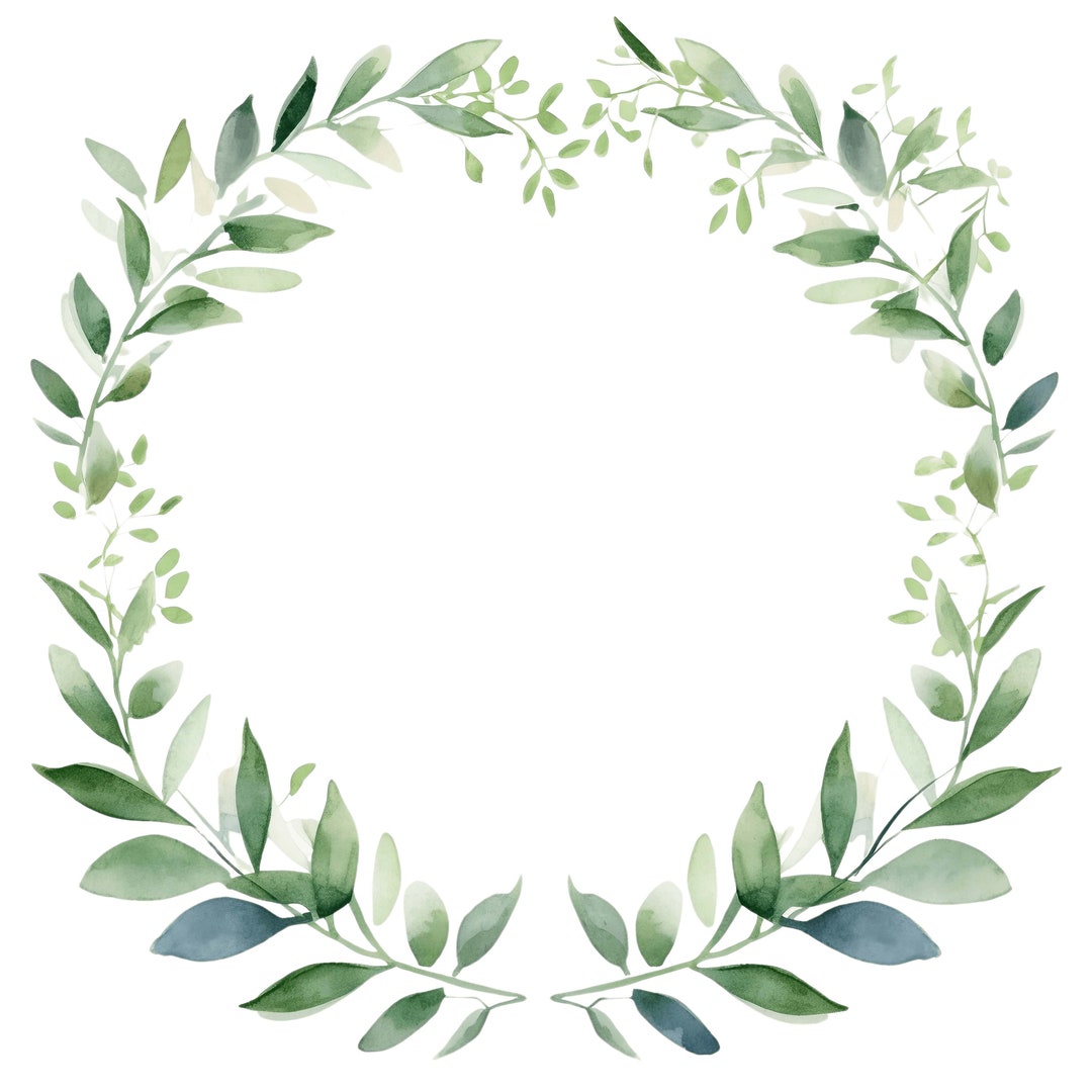 Watercolor Greenery Frames: Botanical Leaf Clipart (digital Download ...