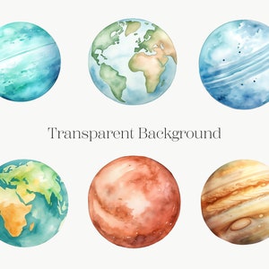Planets Watercolor Clipart | 10 PNG | Space Clipart, Boho Planets ...