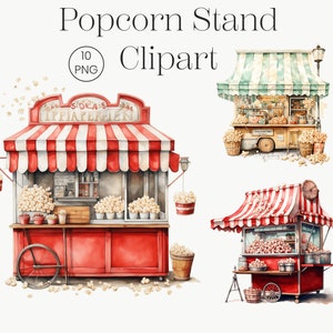 Popcorn Stand Clipart, Popcorn PNG, Movie Night Clipart, Birthday Party ...