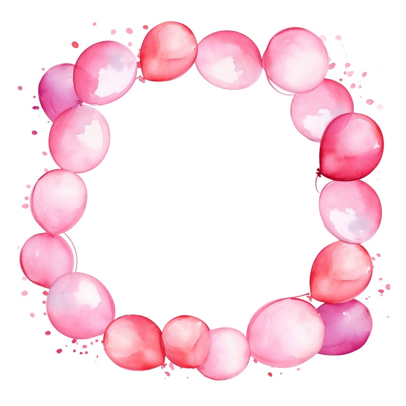 Watercolor Pink Balloon Birthday Frame Clipart (digital Download) - Etsy
