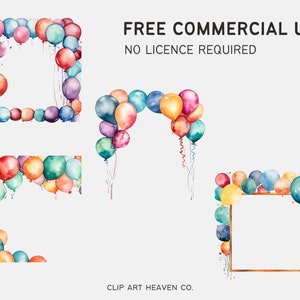 Watercolor Birthday Party Borders and Frames 10 PNG Clipart Bundle ...