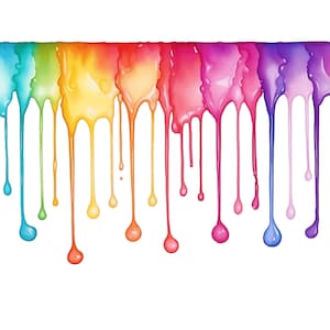 Rainbow Watercolor Drips Clipart 10 JPG Colorful Dripping Border ...