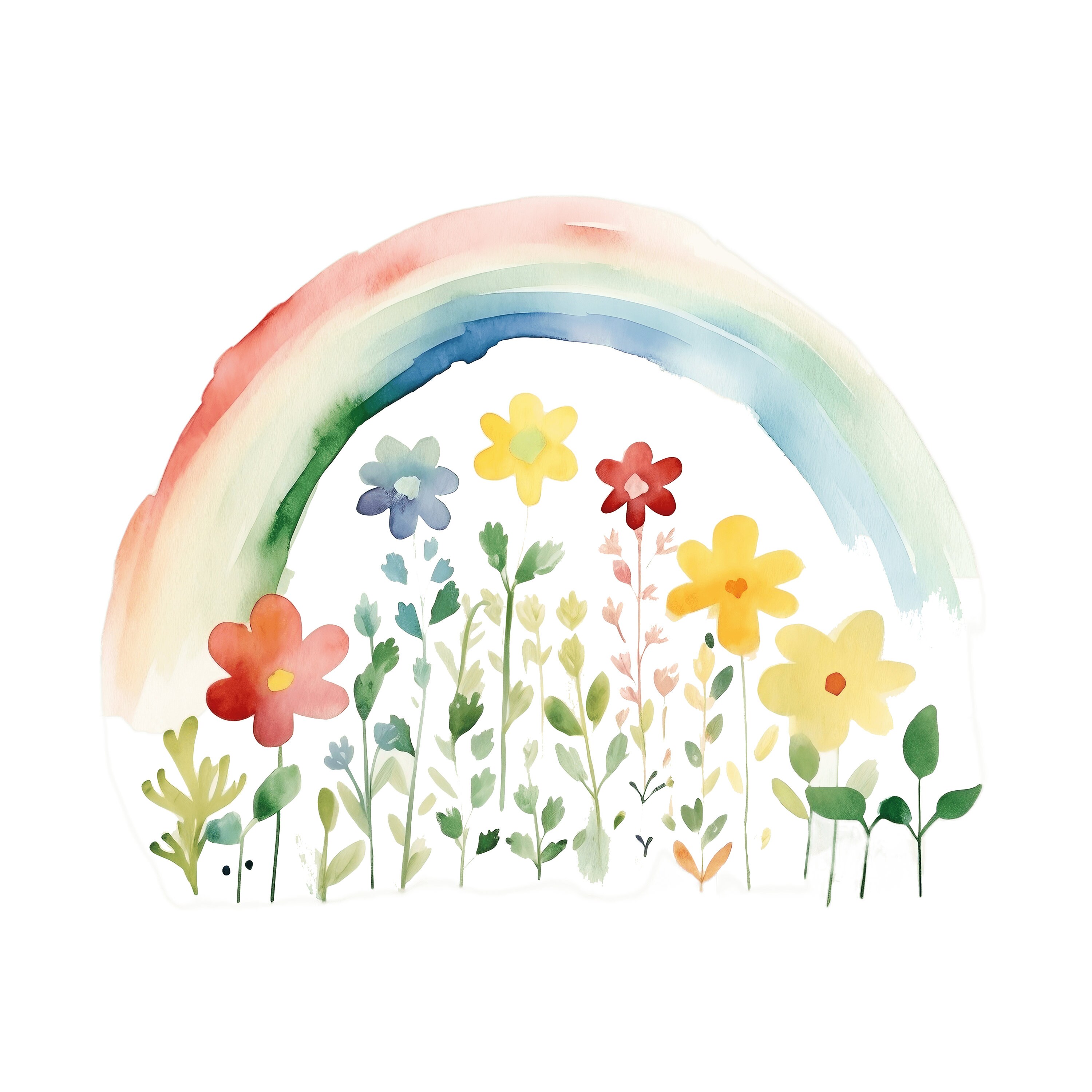 Watercolor Rainbow Clipart: Floral Nursery Art (digital Download) - Etsy UK