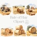 Bale of Hay Clipart Bundle | 10 PNG | Watercolor Farm Landscape ...