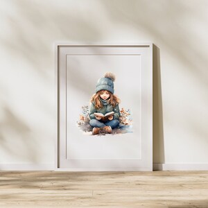 Cozy Winter Reading Girl Clipart | 10 Transparent PNG | Watercolor ...