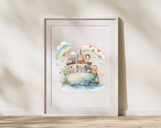 Noah's Ark Clipart, Watercolor Cute Baby Animals, Christian Nursery ...