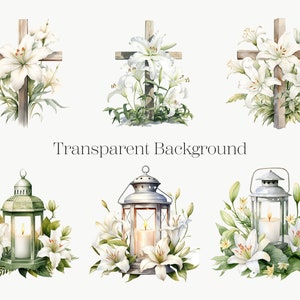 Lily Cross Watercolor Clipart | 10 Transparent PNG | Floral Cross ...
