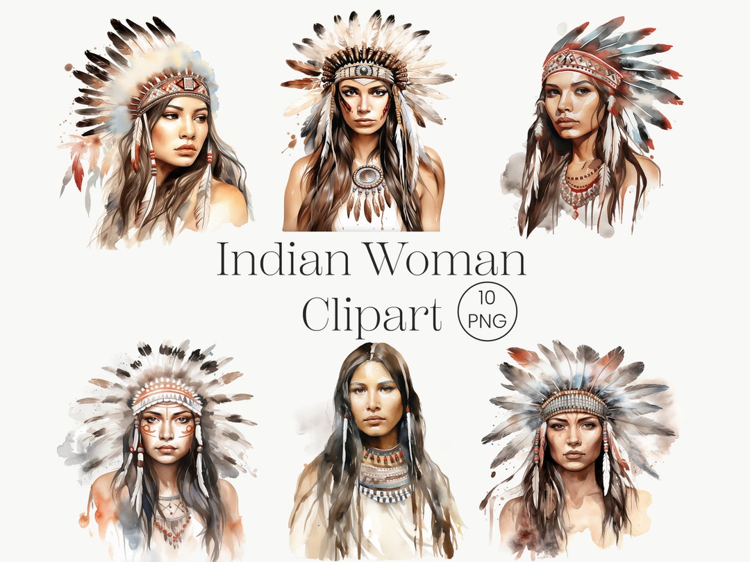 Native American Indian Woman Clipart 10 PNG Watercolor Indian Clipart ...