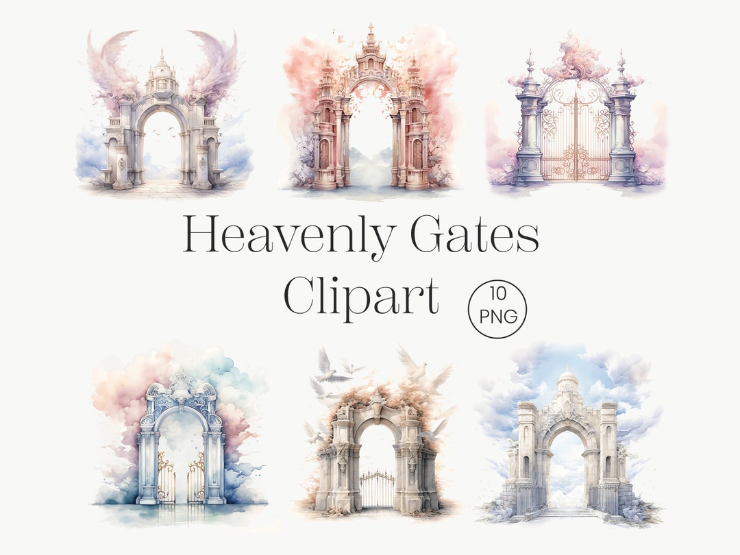 Watercolor Heavenly Gates Clipart | 10 Transparent PNG | Fantasy Heaven ...