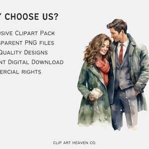 Christmas Couple Watercolor | 10 Transparent PNG | Loving Couple ...