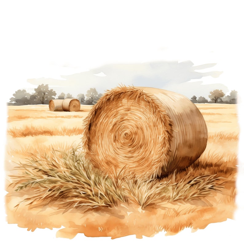 Bale of Hay Clipart Bundle 10 JPG Watercolor Farm - Etsy