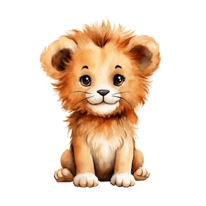 Watercolor Baby Lion Clipart, Baby Lion JPG, Watercolor Baby Lion JPG ...