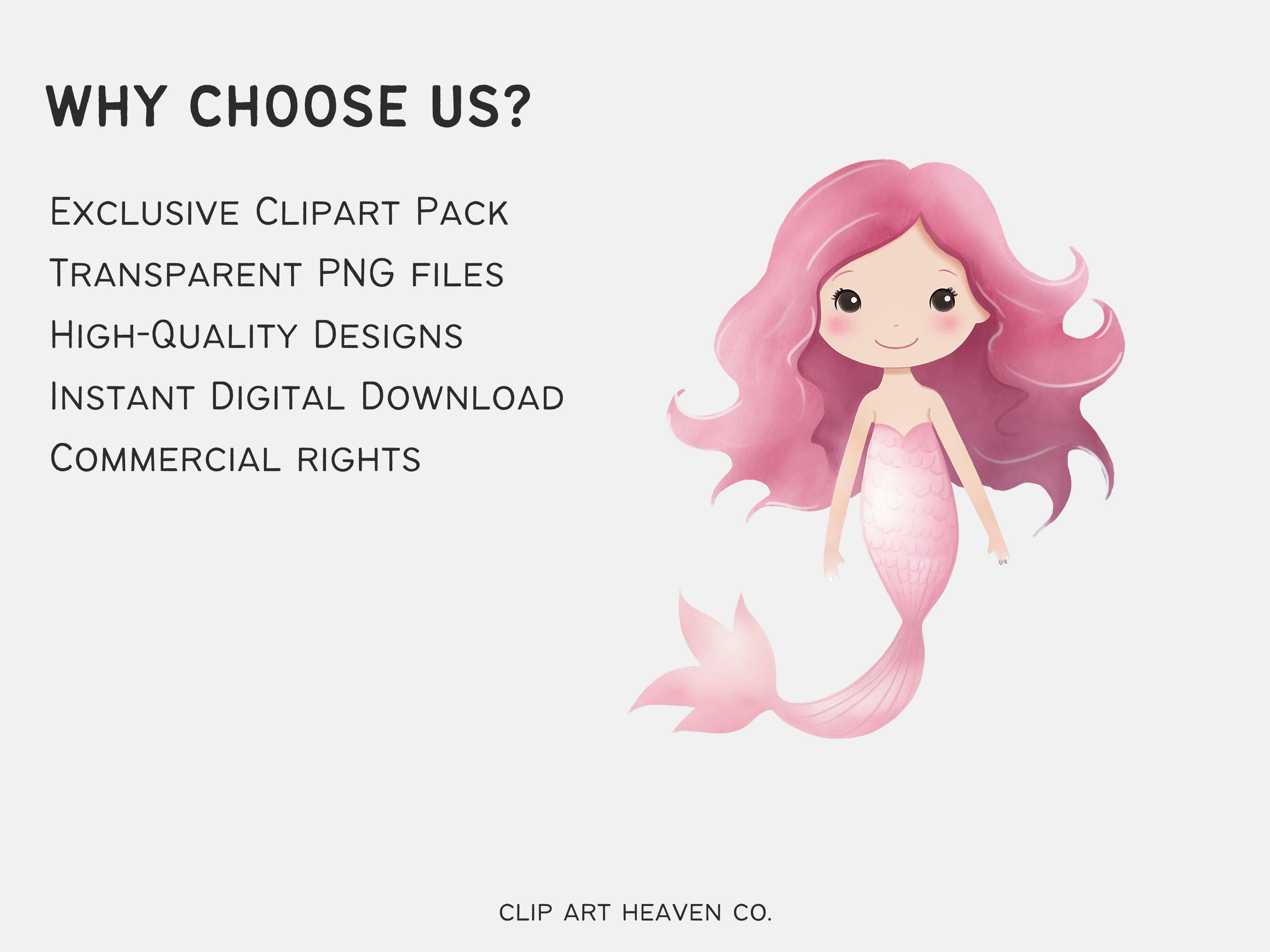 Watercolor Mermaid Clipart Bundle | Sea Animals PNG (digital Download ...