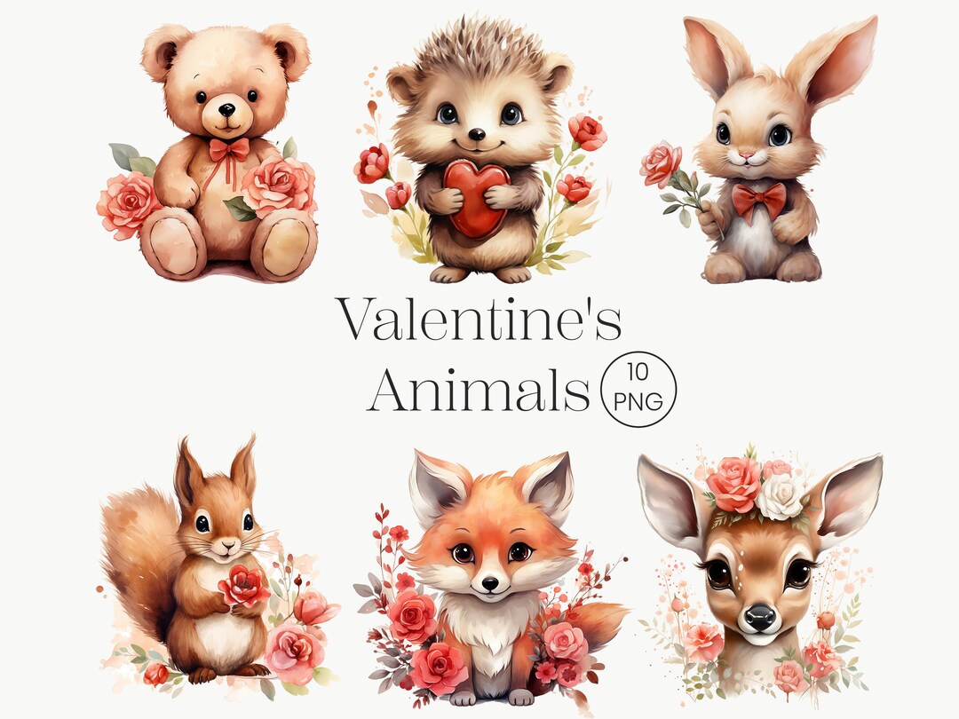 Watercolor Animal Clipart | 10 PNG | Valenitne's Squirrel, Hedgehog ...