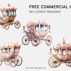 Watercolor Fairytale Carriage Clipart, 10 Transparent PNG, Princess ...
