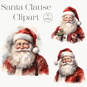 Santa Claus Clipart | 10 Transparent PNG | Watercolor Santa Christmas ...