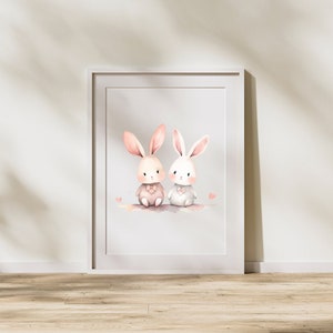 Bunny Love Clipart Bundle 10 PNG Watercolor Pastel Rabbit Clipart ...