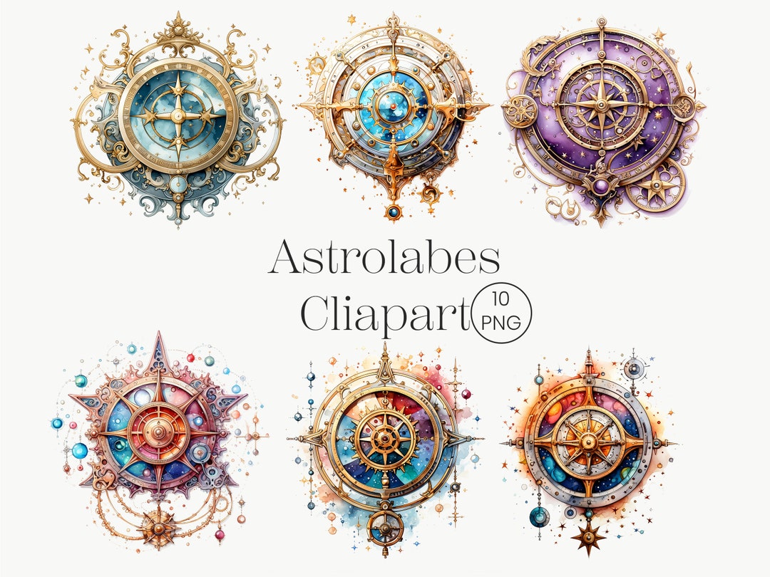 Watercolor Astrolabes Clipart 10 PNG Magical Fantasy Celestial PNG ...