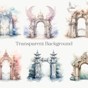 Watercolor Heavenly Gates Clipart | 10 Transparent PNG | Fantasy Heaven ...