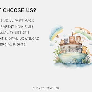 Watercolor Noah's Ark Watercolor Clipart, 10 PNG Noah's Ark Clipart ...