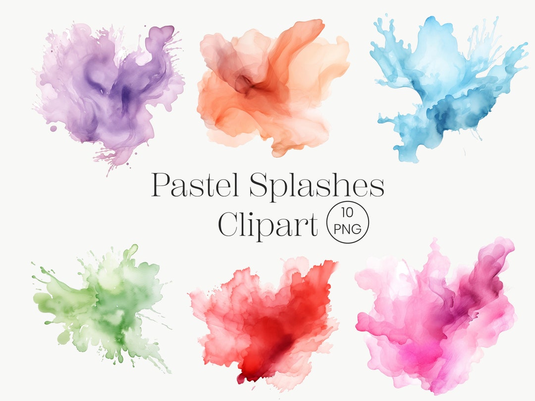 Pastel Watercolor Splashes Clipart 10 PNG Color Splash Clipart Alcohol ...