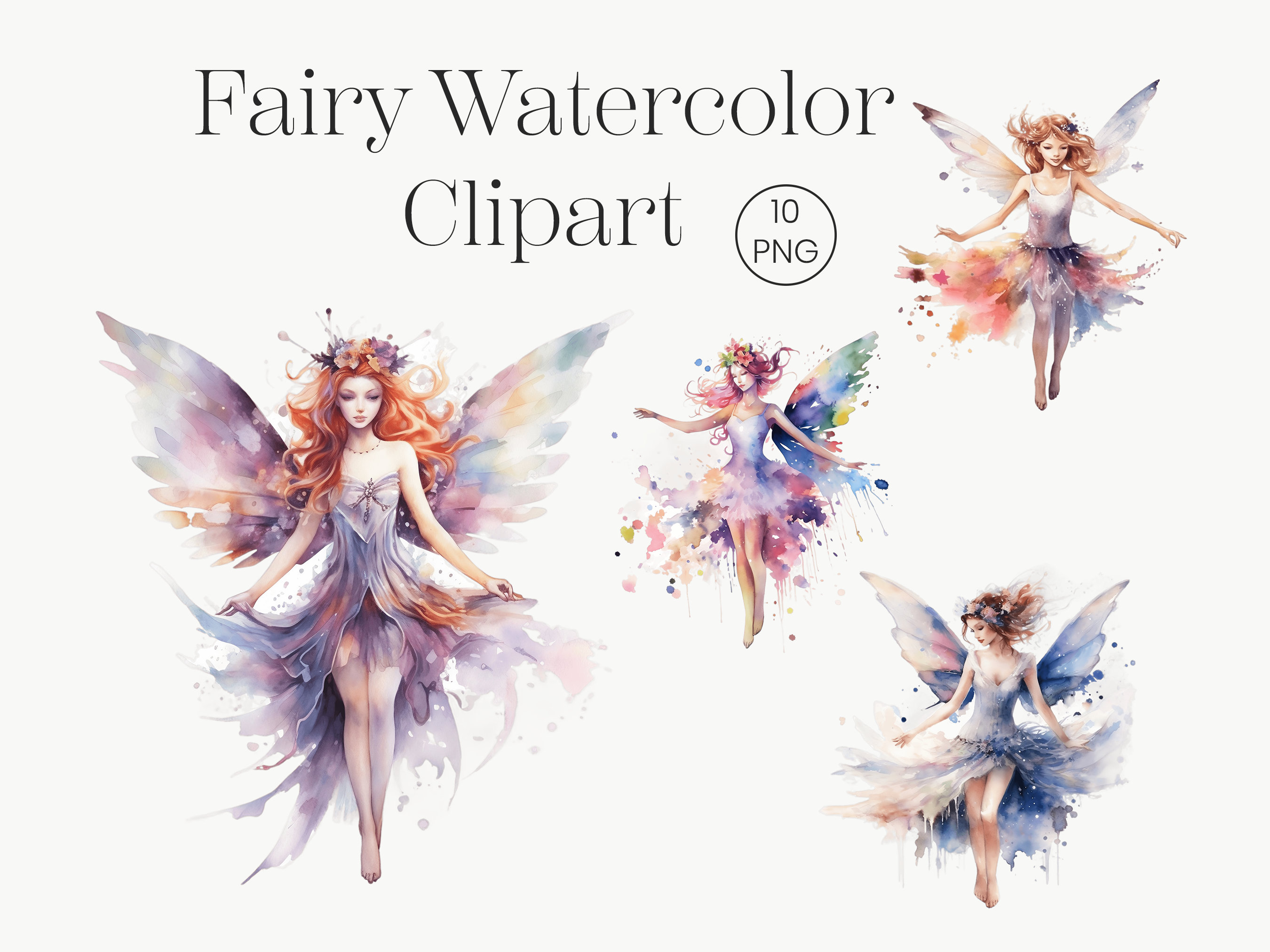 Watercolor Fairy Clipart Bundle | Magical PNG Graphics (digital ...