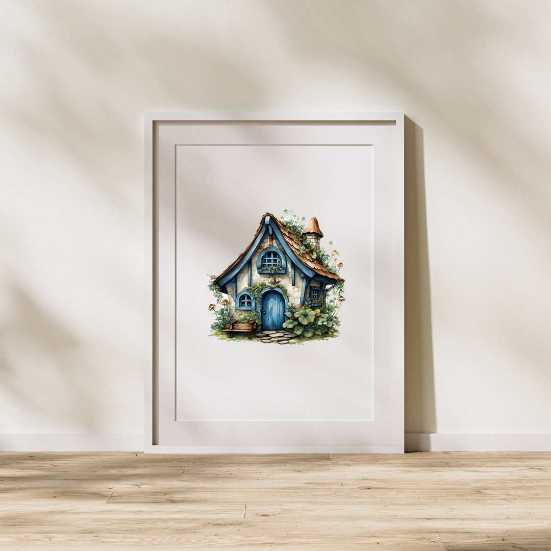 Blue Fairy House Clipart 10 High Quality Transparent PNG - Etsy