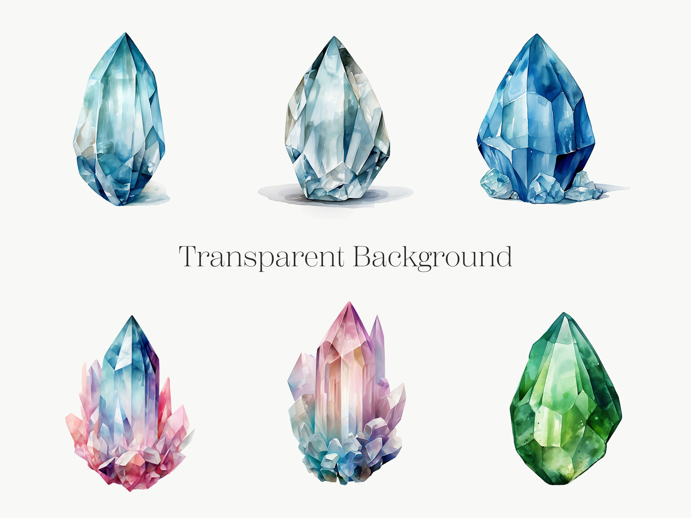 Gemstone Clipart Bundle 10 Transparent PNG Crystals Clip - Etsy