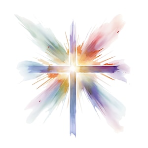 Watercolor Light Ray Cross 10 JPG Cross Clipart Heaven Watercolor Clip ...