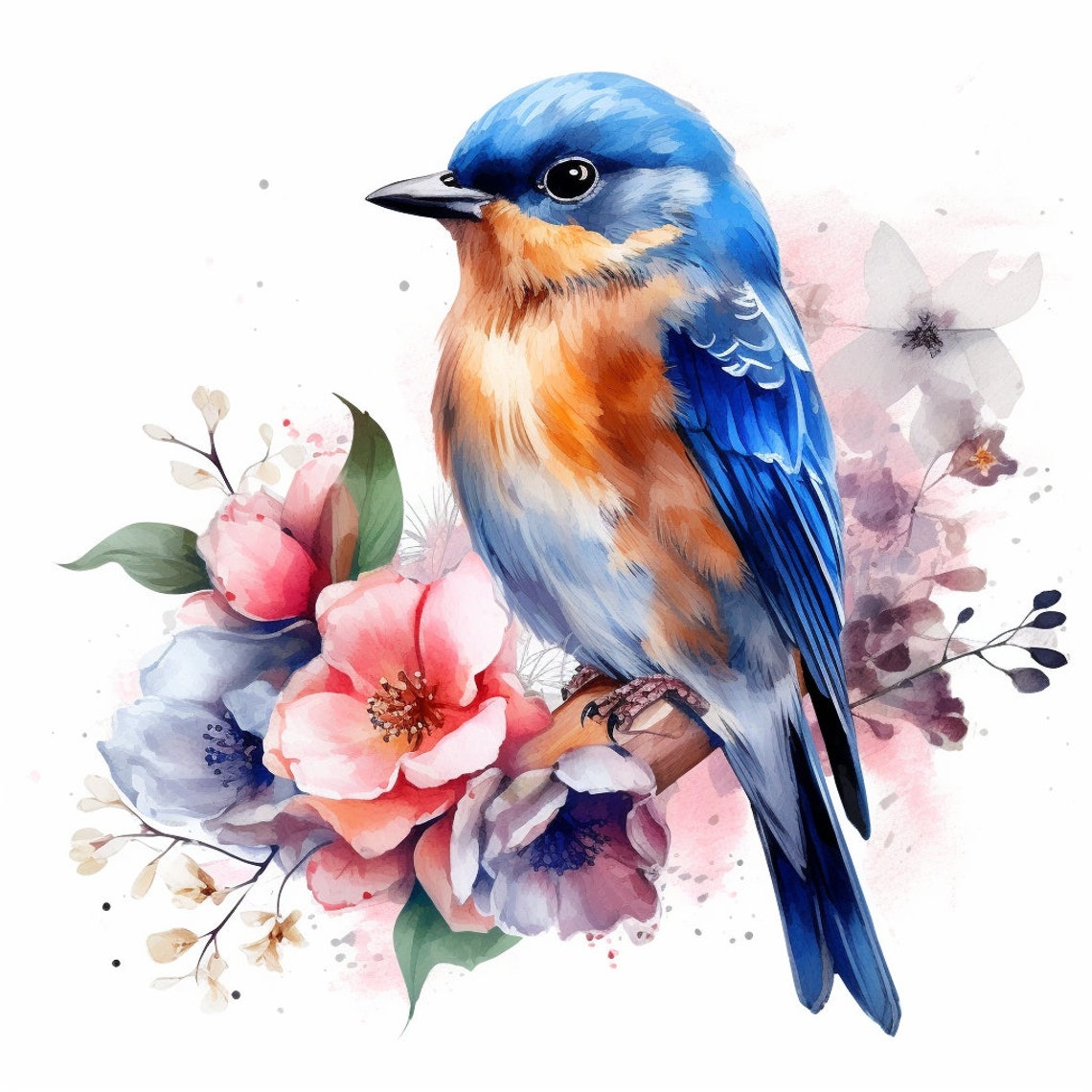Blue Bird Watercolor Clipart 10 High Quality PNG Card - Etsy