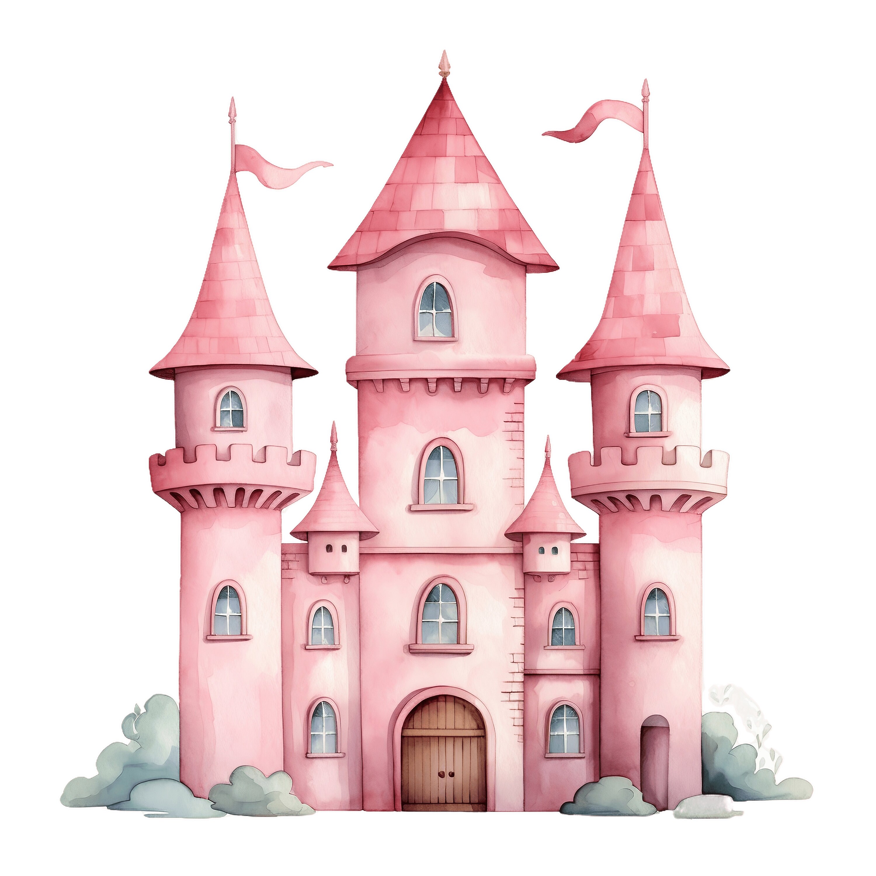 Pink Fairytale Castle Clipart 10 JPG Magic Kingdom Watercolor Princess ...