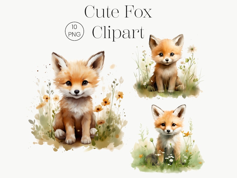 Cute Fox Clipart, 10 High Quality PNG, Fox PNG, Woodland Animal, Baby ...